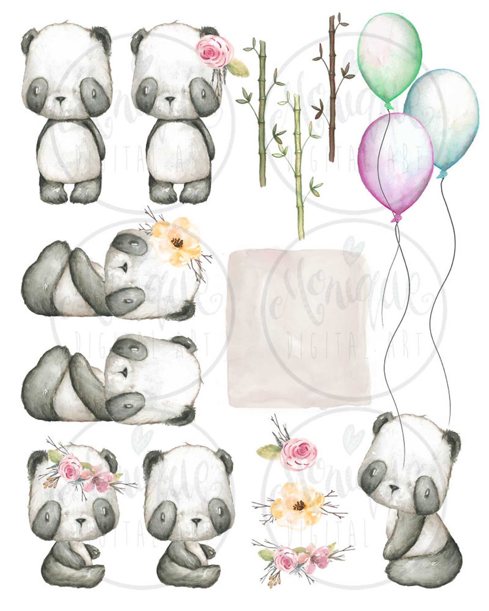 Baby Panda Clipart Watercolor Panda Panda Baby Nursery - Etsy