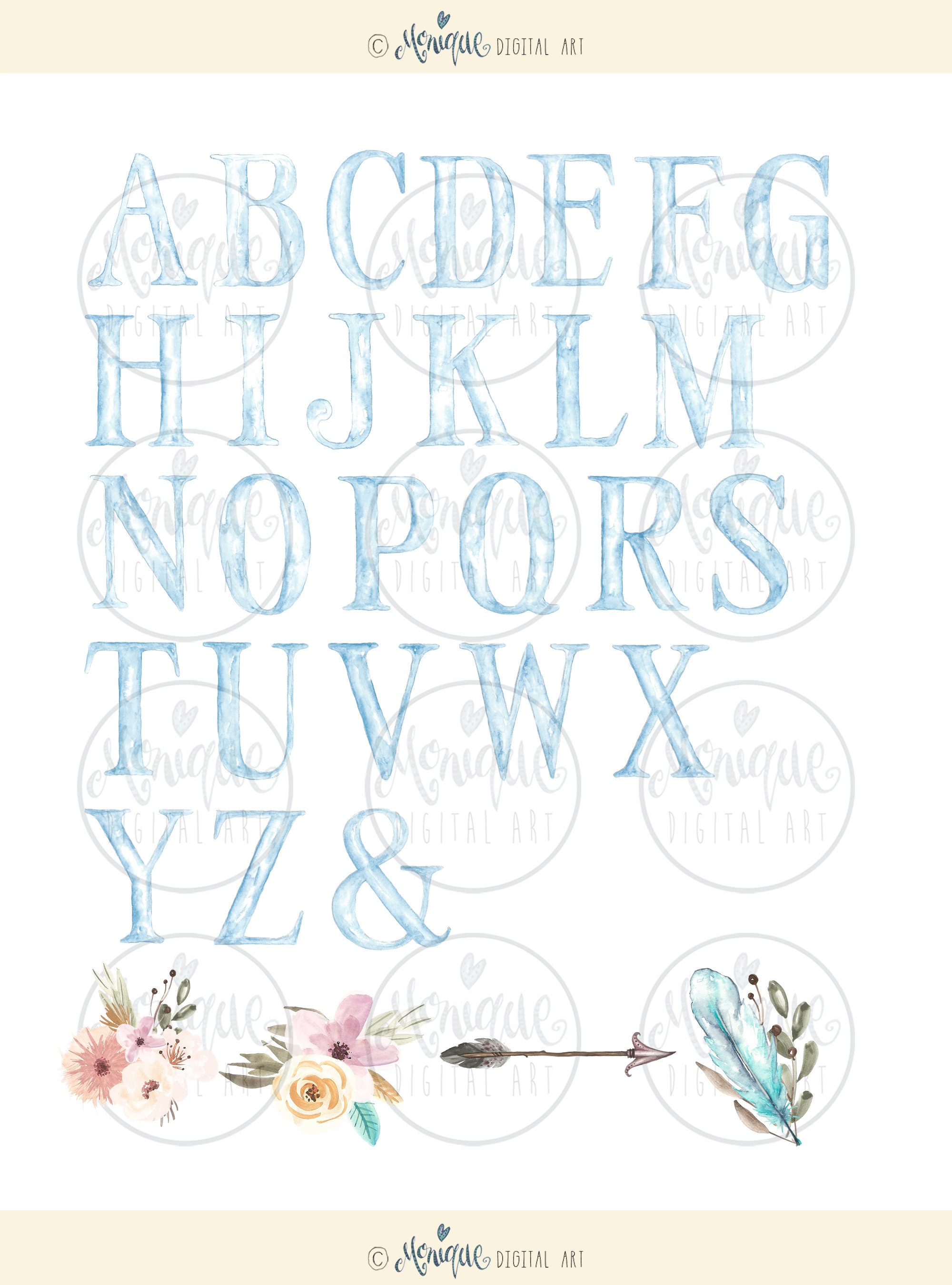 Alphabet Watercolor Hand Painted Letters Hand Painted | Etsy