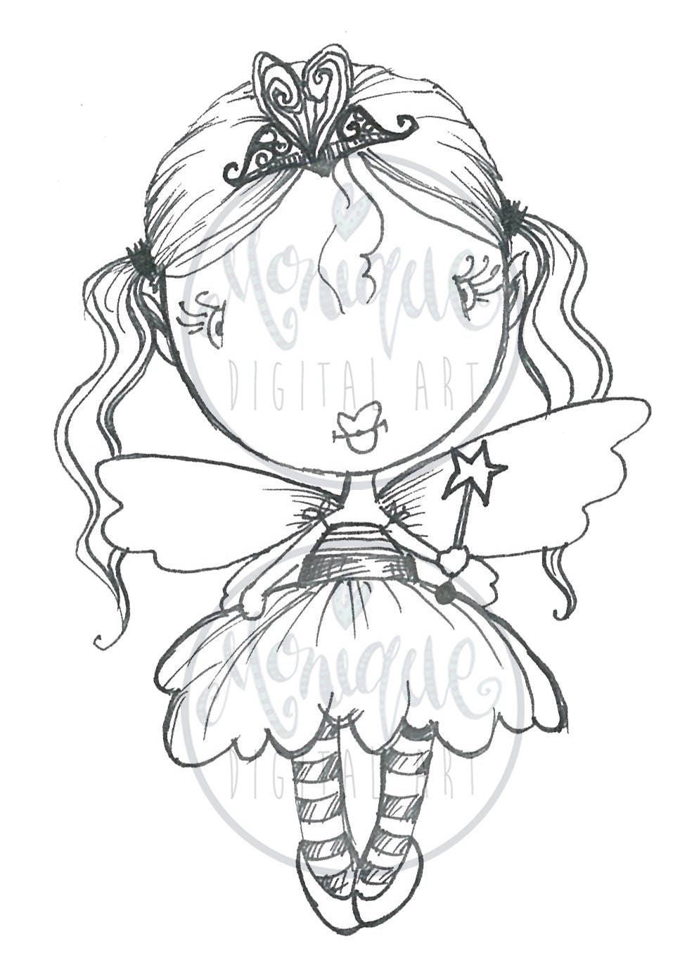 Fairy Clipart Black and White Fairies Hand Drawn Clipart - Etsy UK