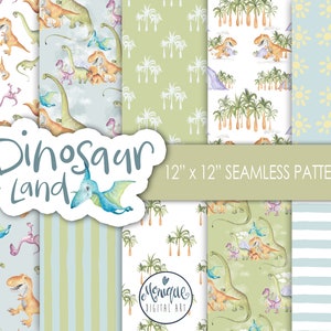 Dinosaur Digital Paper, Seamless Digital Paper, Dinosaur Fabric Pattern ...