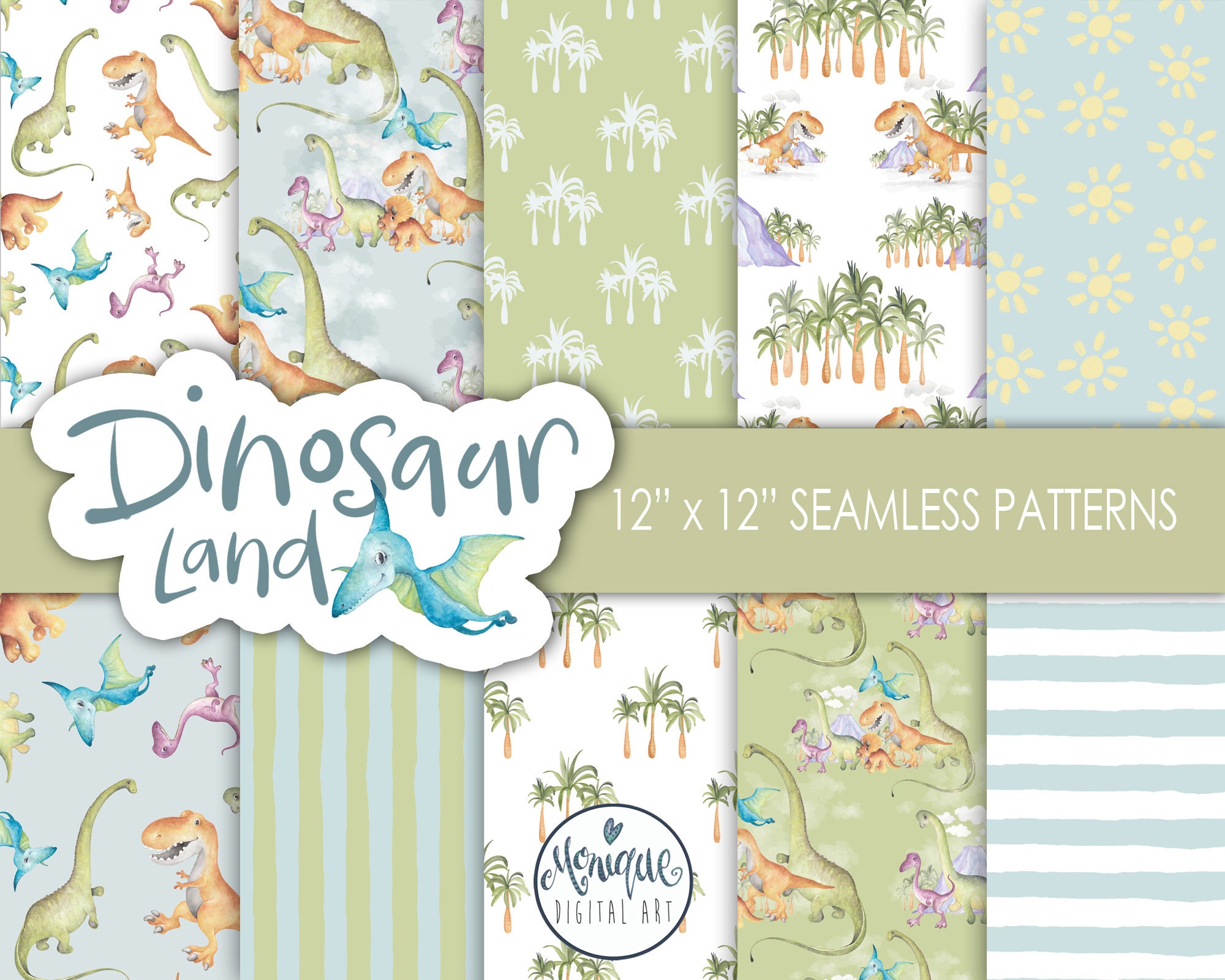 Dinosaur Digital Paper Seamless Digital Paper Dinosaur - Etsy