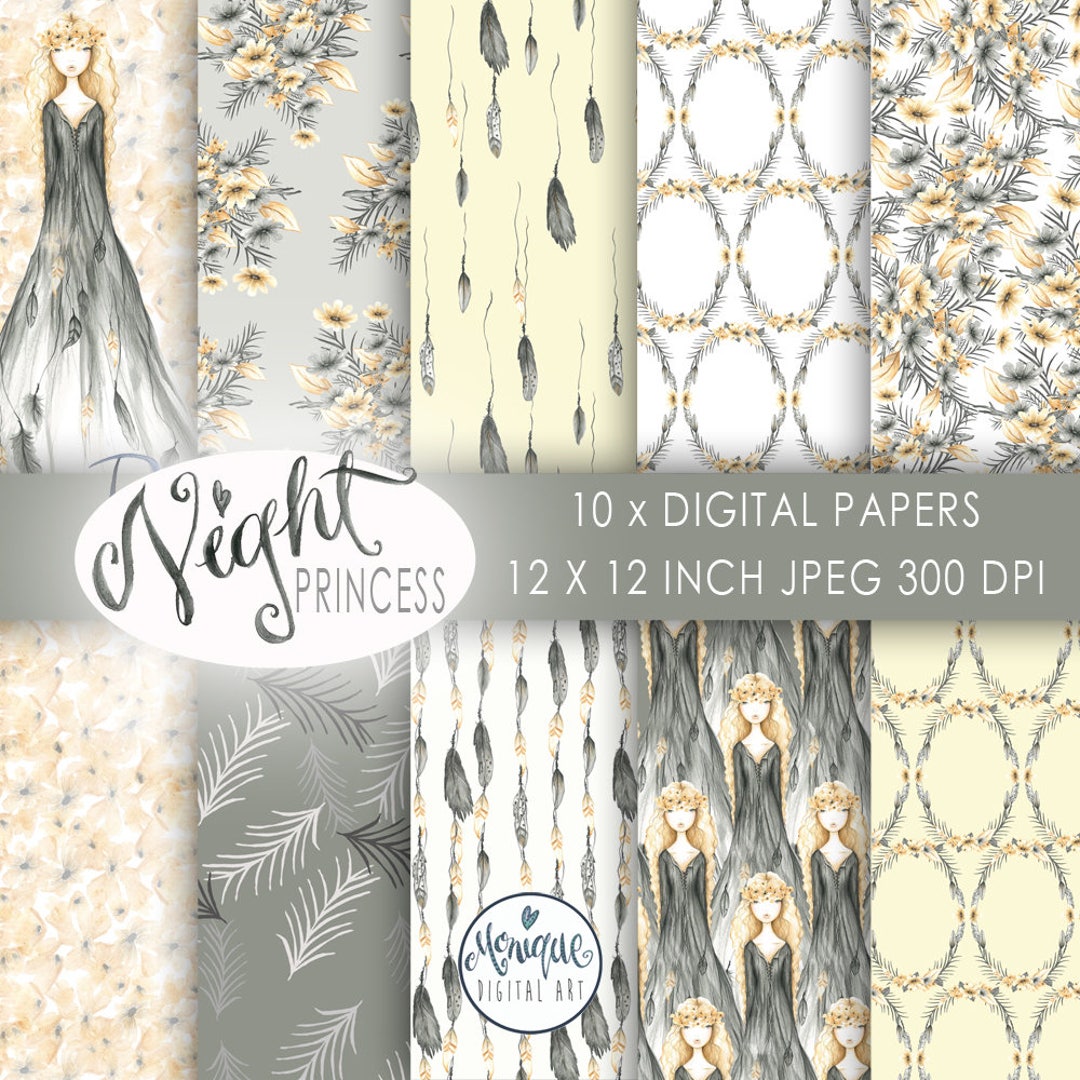 Digital Background, Black & White, Watercolor, Boho Paper, Shabby Chic ...