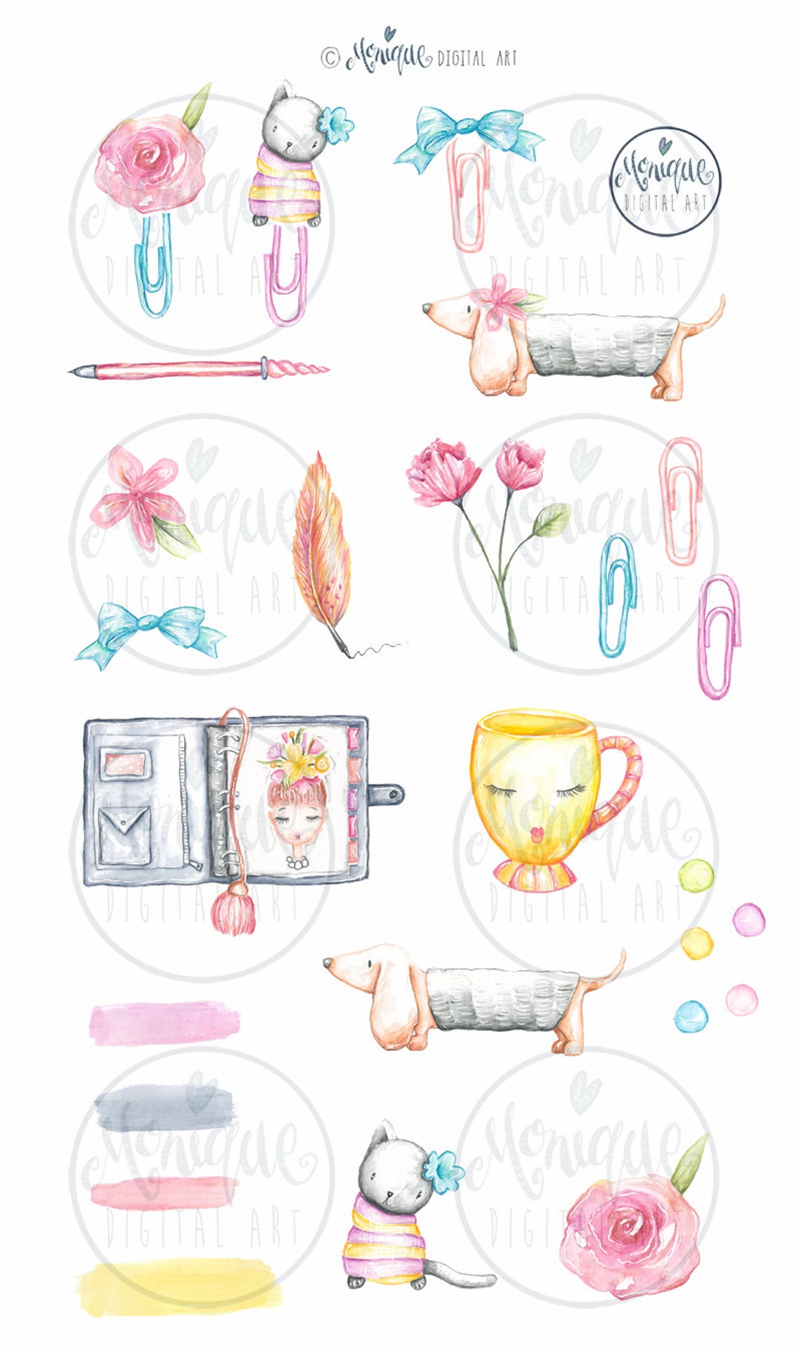 Planner Clipart Watercolor Coffee Cup Hand Painted Planner - Etsy