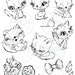 Cats Digital Stamp, Cats SVG, Cats EPS Cats, Cute Cat Doodle, Hand ...