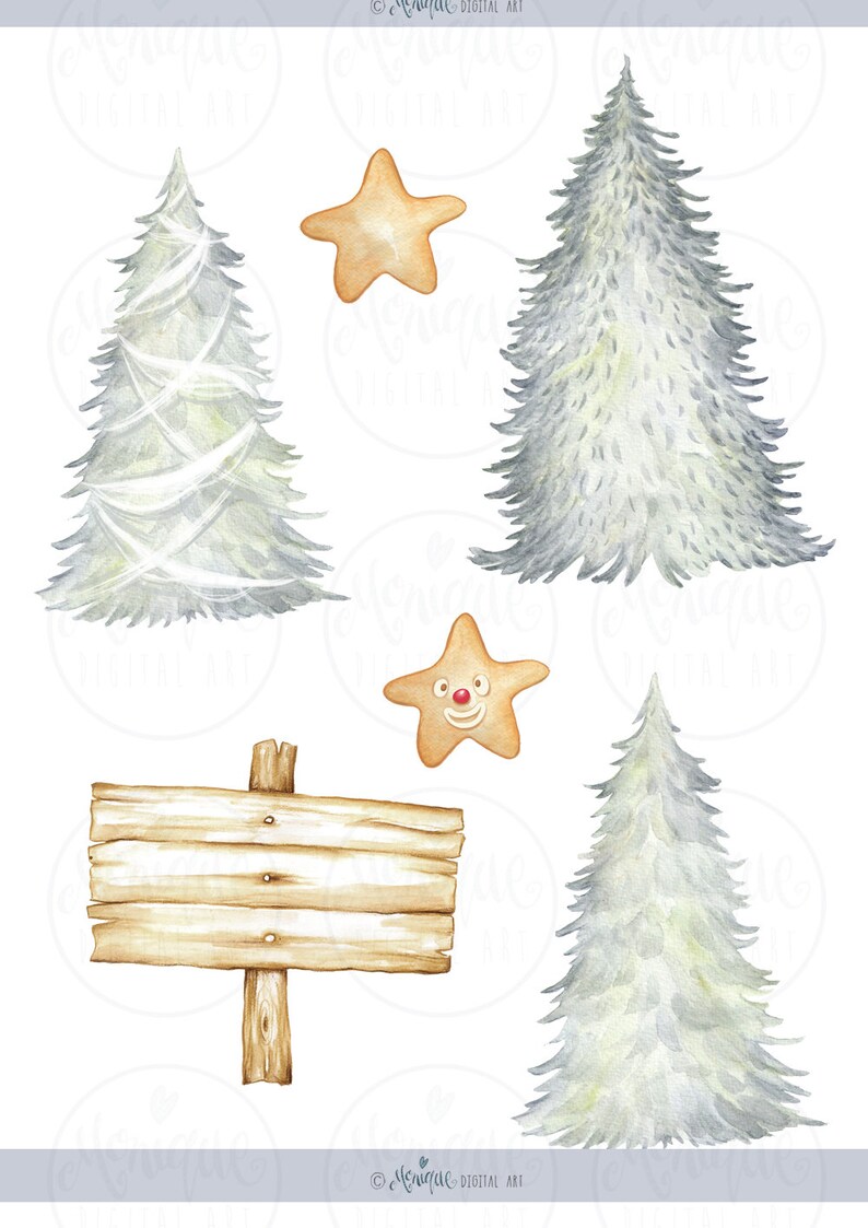 Gingerbread Man Clipart Watercolor Christmas Clipart Cute | Etsy Canada