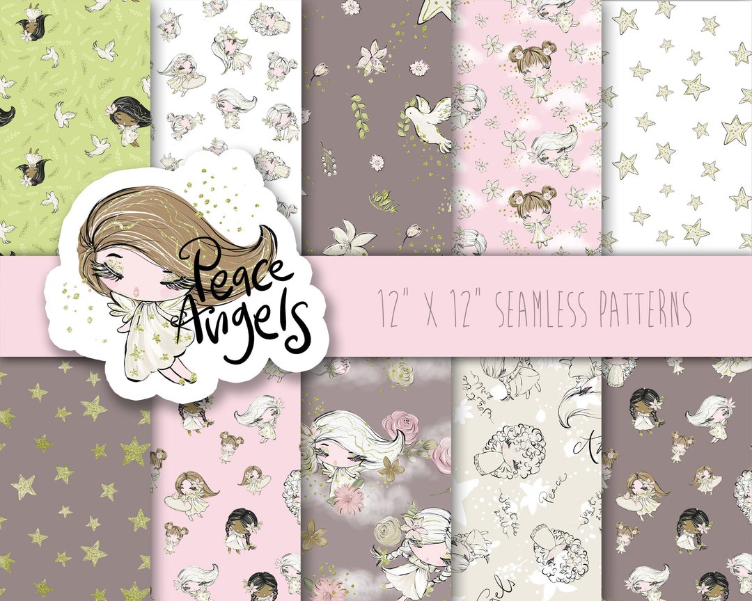 Angel Paper Pattern, Angel Christmas Pattern, Seamless Angel Pattern ...
