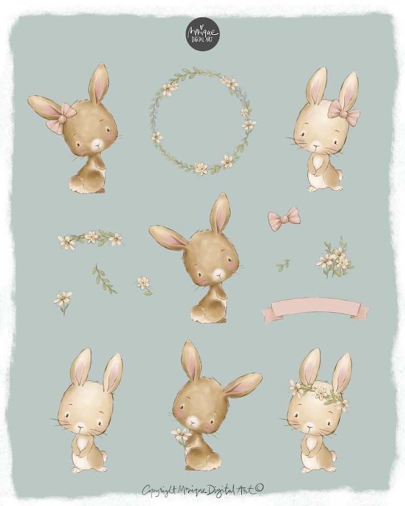 Bunny Clipart, Baby Bunnies, Rabbits, Cute Rabbit, Easter Bunny Clipart ...