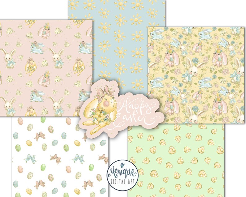 Bunny Digital Paper Easter Bunnies Paper Bunny Fabric | Etsy