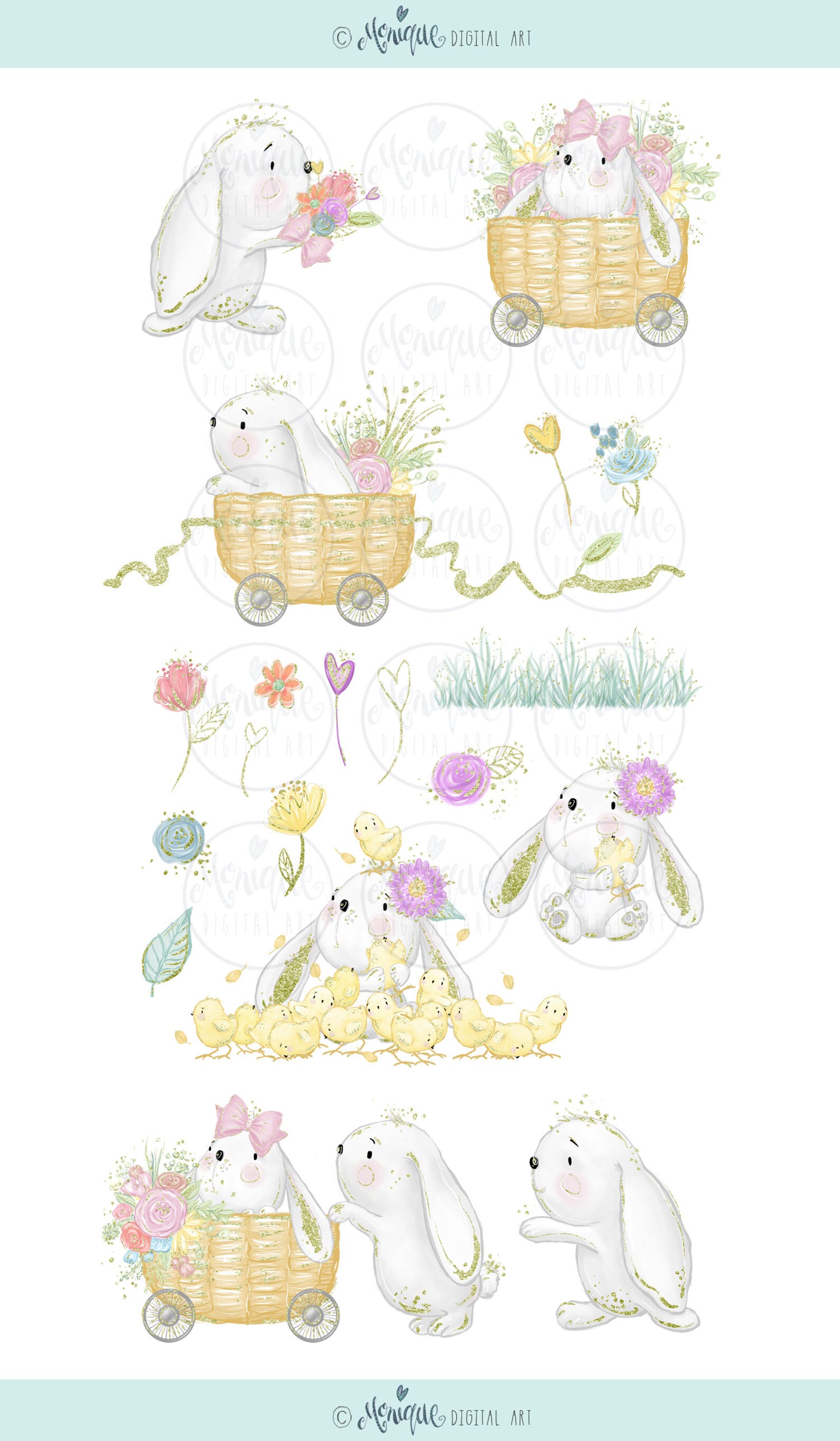 Easter Clipart White Rabbit Glitter Rabbit Clipart White - Etsy