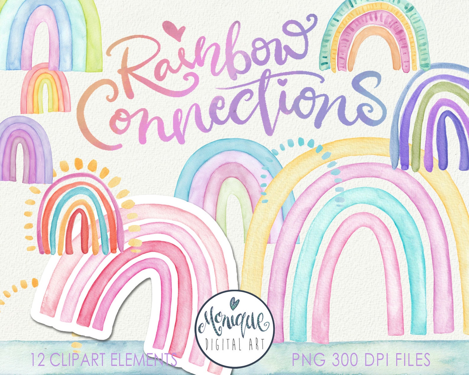 Rainbow Clipart Watercolor Rainbow Painted Pastel Rainbows - Etsy