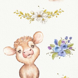 Cow Clipart Watercolor, Baby Cow Clipart, Cute Cow, Calf, Watercolor ...