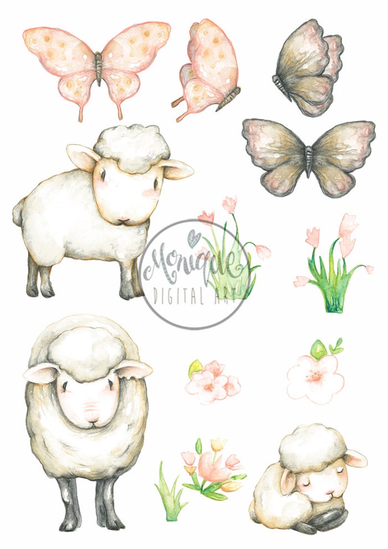 Sheep Clipart Sheep Watercolor Farm Animals Painted - Etsy Australia