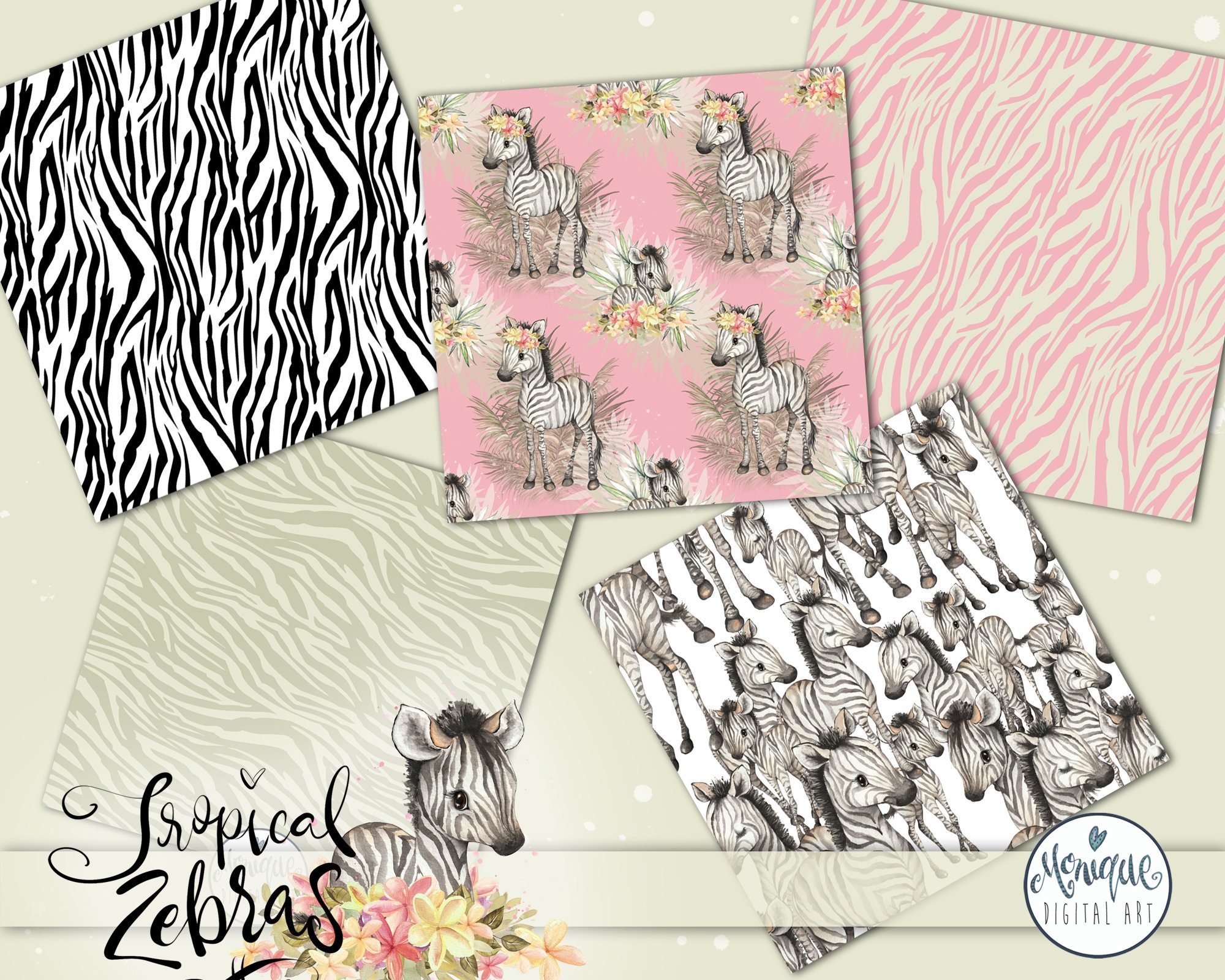 Zebra Paper Pack Zebra Pattern Safari Pattern Seamless - Etsy