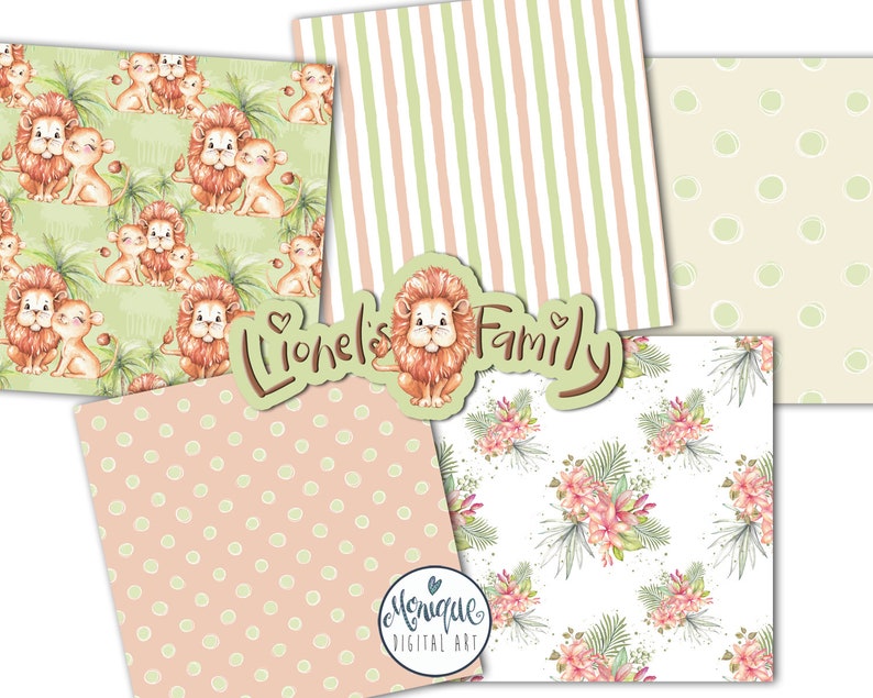 Lion Digital Papers Jungle Fabric Fabric Hand Painted Lions - Etsy