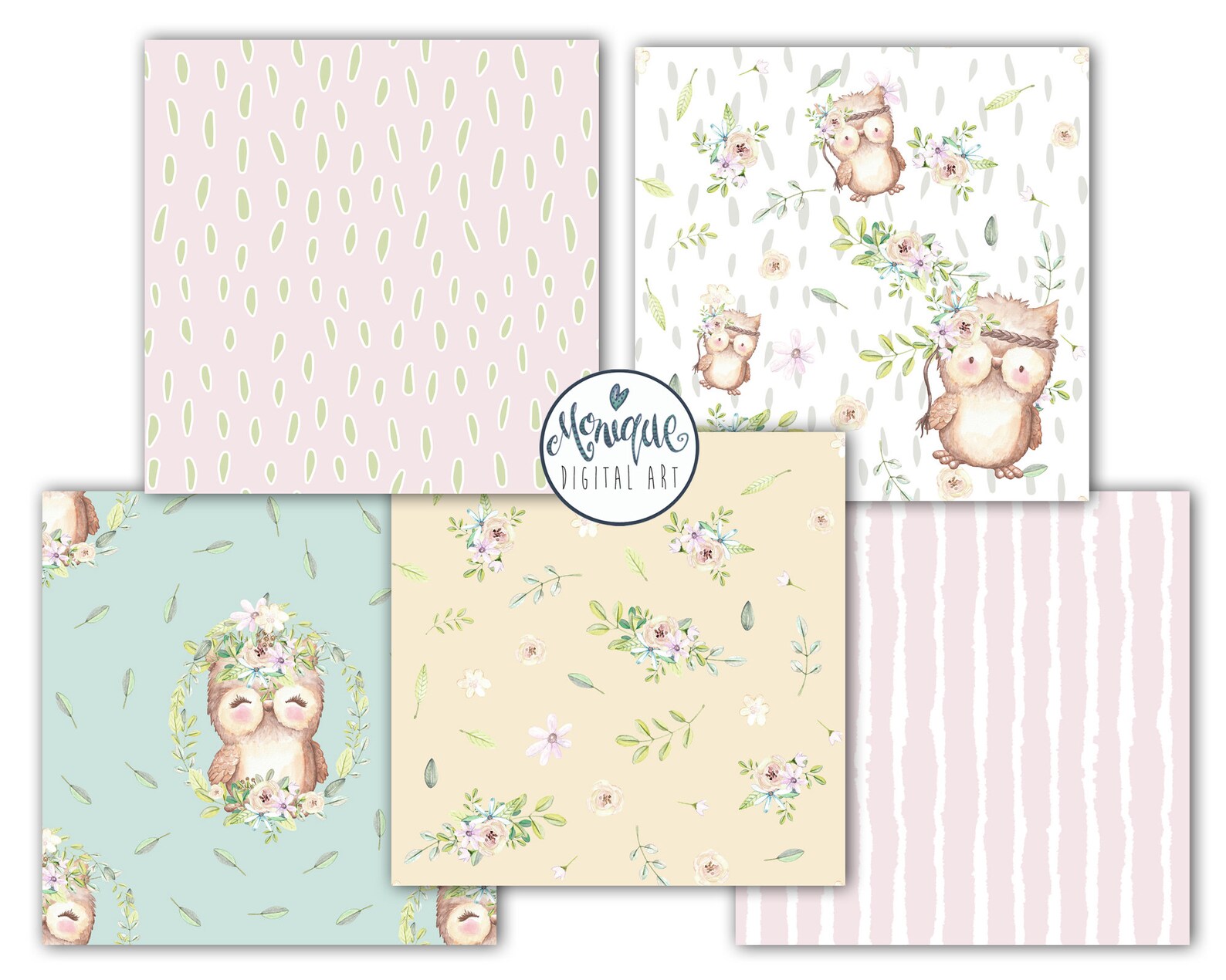 Cute Owl Papers Woodland Owl Digital Seamless Pattern - Etsy