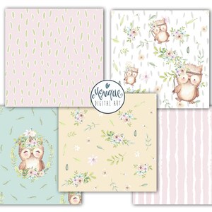 Cute Owl Papers, Woodland Owl, Digital Seamless Pattern, Tileable, Owls ...