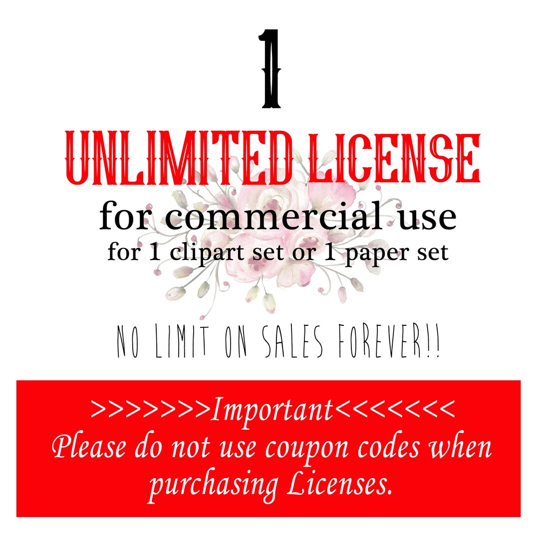 1 UNLIMITED Commercial License for One Set of Clipart or Digital Papers ...