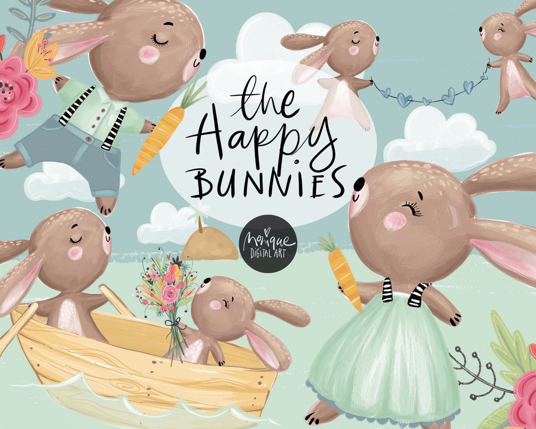 Rabbit Clipart, Bunny Clipart, Easter Graphics, Valentines Clipart ...