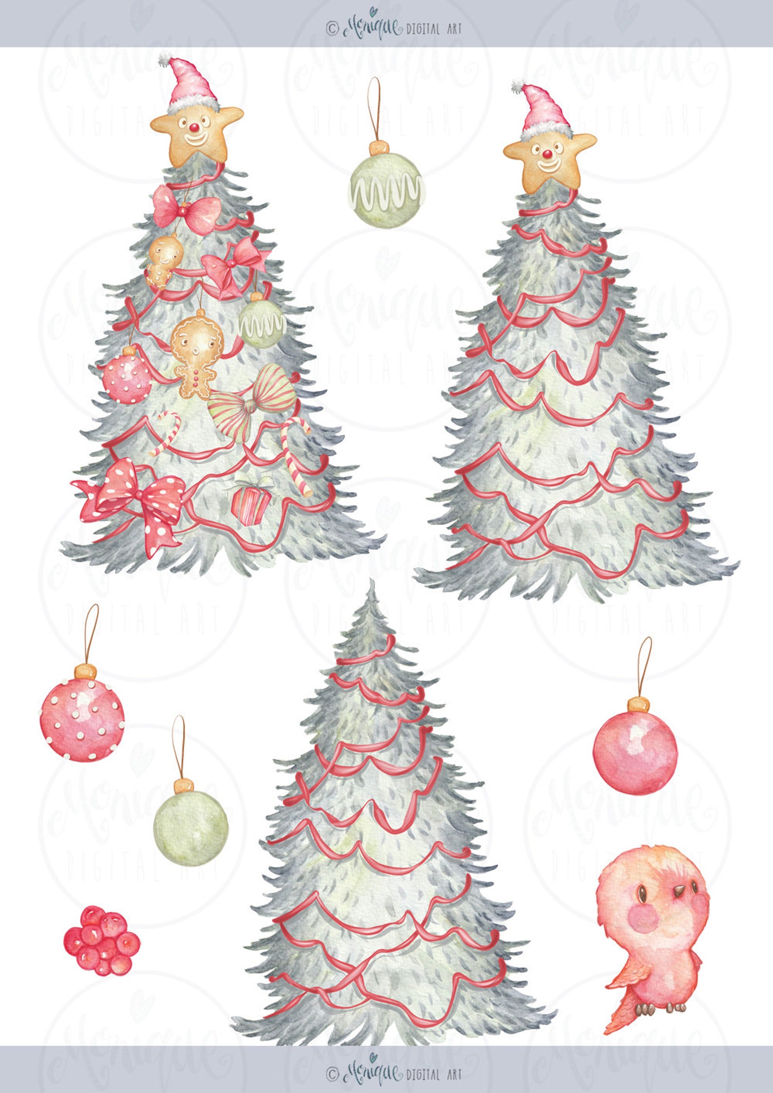 Gingerbread Man Clipart Watercolor Christmas Clipart Cute | Etsy Canada