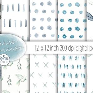 Mint Blue Digital Paper, Pattern Paper, Glitter, Planner Stickers ...