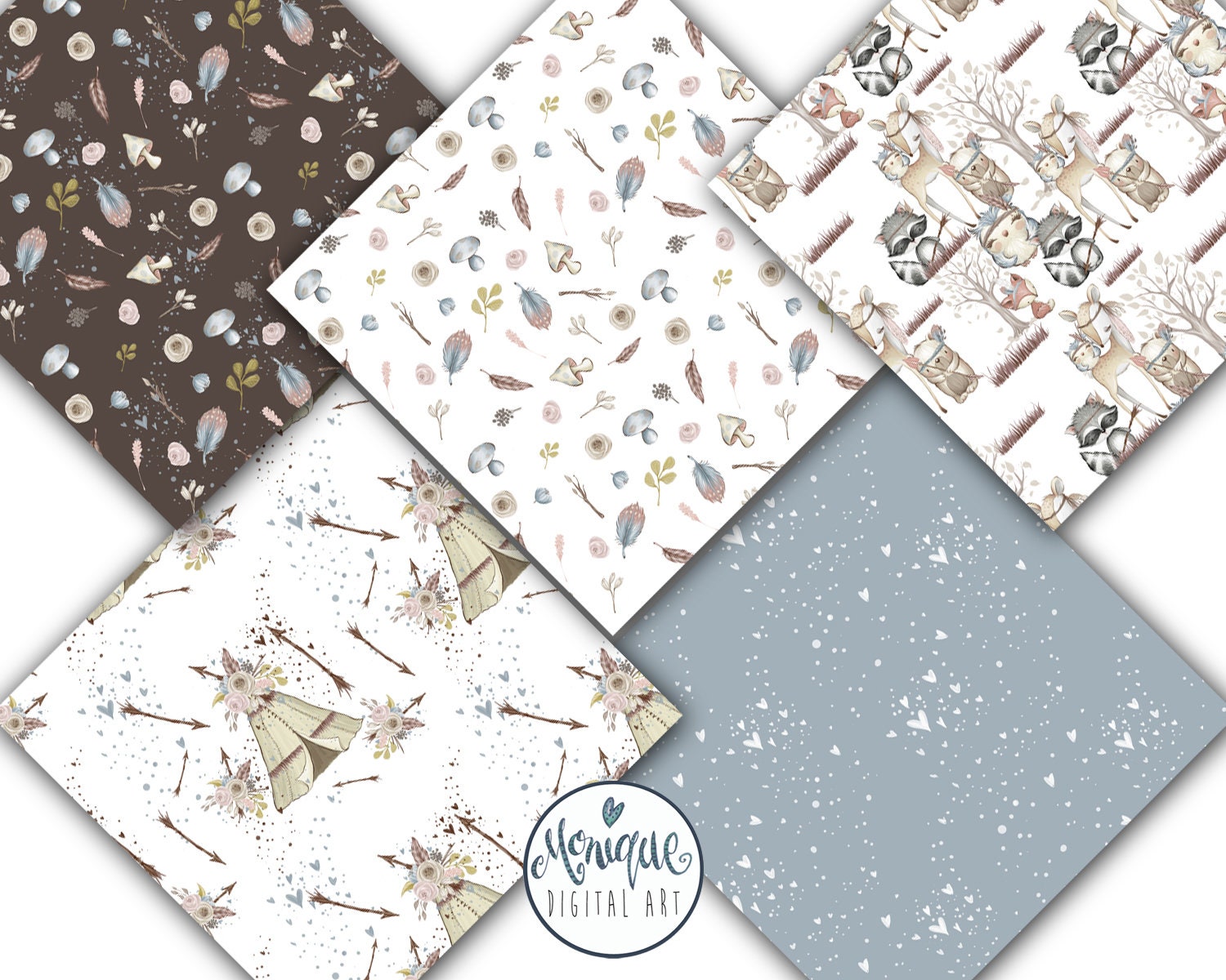 Autumn Woodland Animals, Cute Woodland Digital Papers, Woodland ...