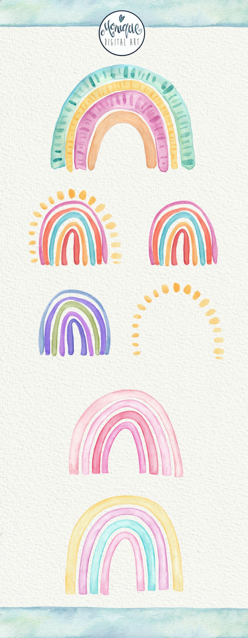 Rainbow Clipart Watercolor Rainbow Painted Pastel Rainbows - Etsy
