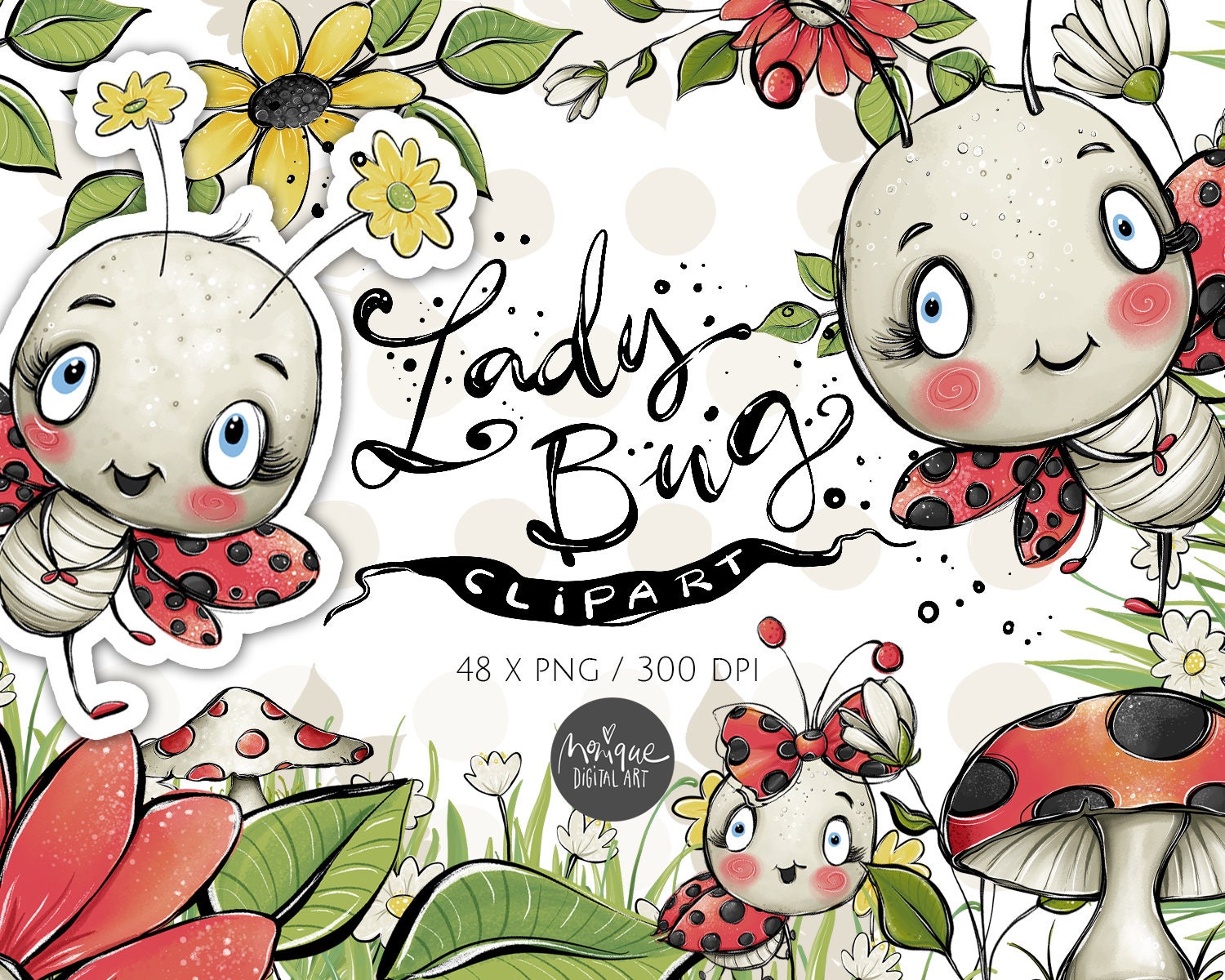 Ladybug ladybird clipart watercolor cute ladybug clipart | Etsy