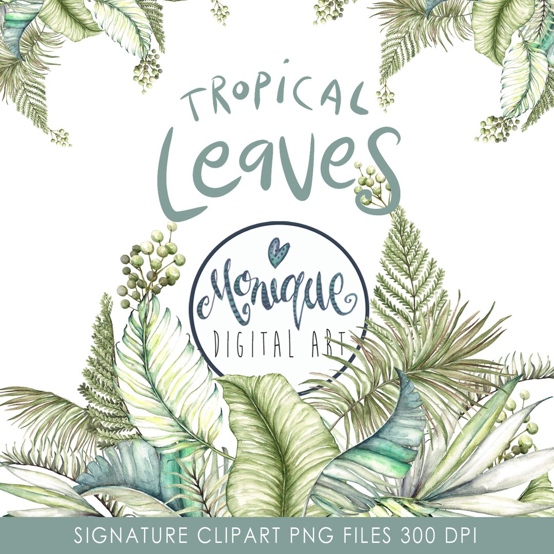 Tropical Leaves Clipart, Tropical Leaves Watercolor, Leaves Clipart ...