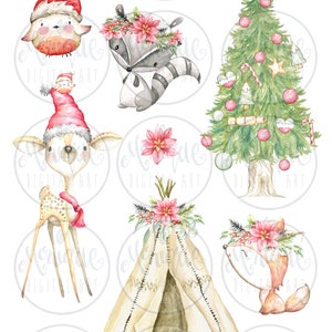 Christmas Woodland Animals Clipart Watercolor, Christmas Woodland ...