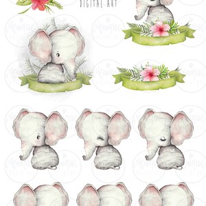 Elephant Clipart Watercolor, Mother Baby Clipart, Cute Elephants ...