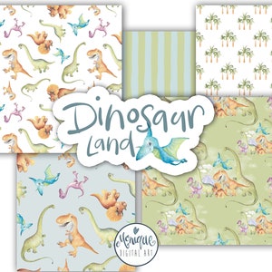 Dinosaur Digital Paper, Seamless Digital Paper, Dinosaur Fabric Pattern ...