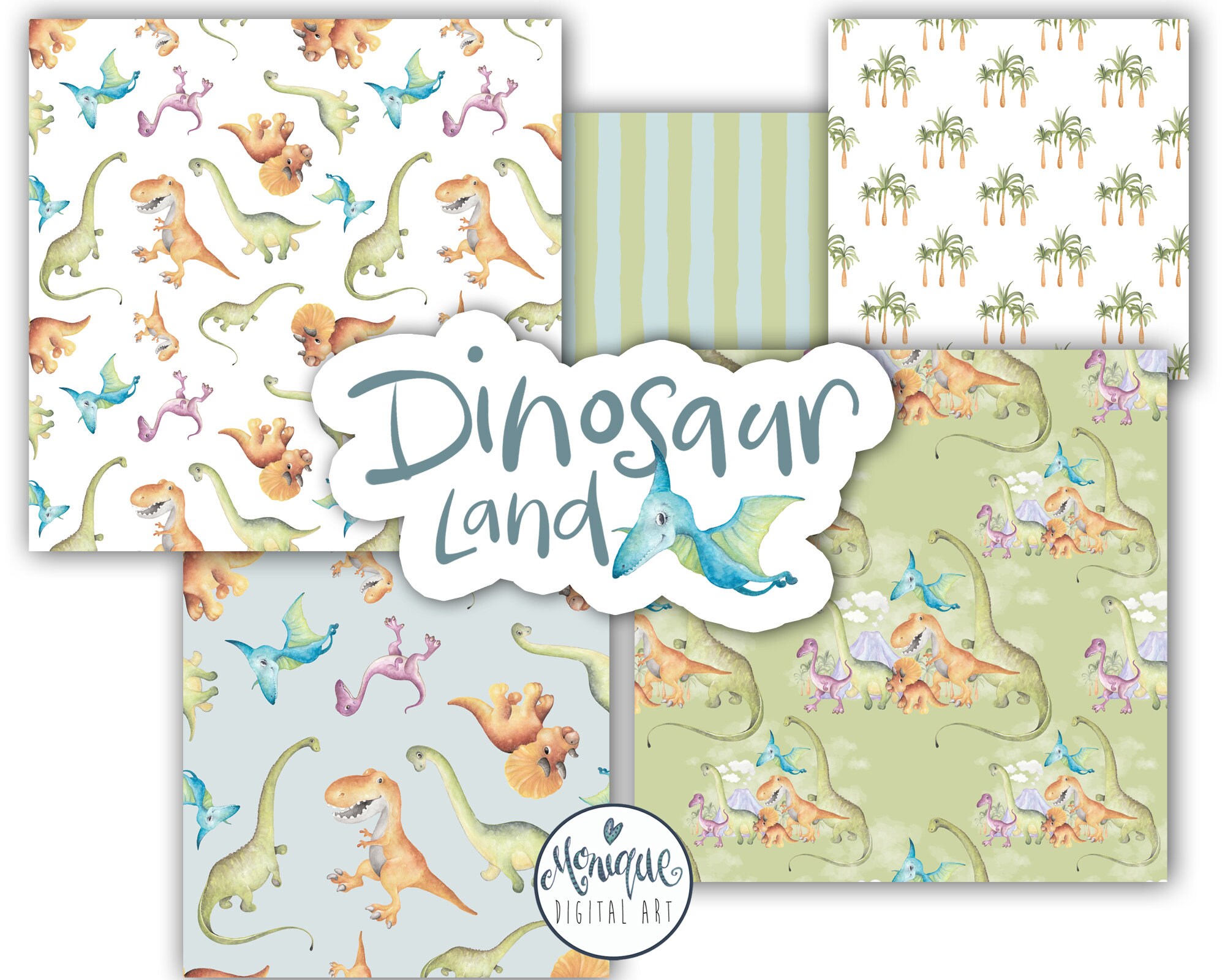 Dinosaur Digital Paper Seamless Digital Paper Dinosaur - Etsy