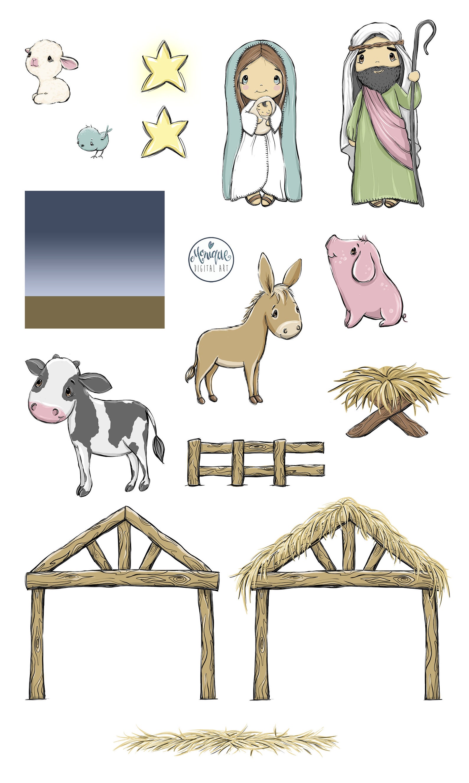 Christmas Nativity Scene Nativity Clipart Nativity - Etsy