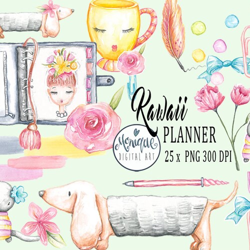Planner Clipart Watercolor Coffee Cup Hand Painted Planner - Etsy