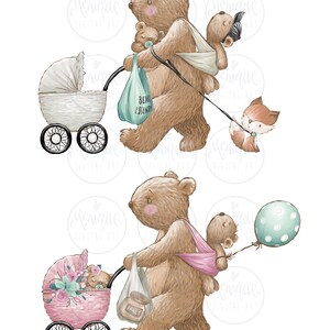 Mom Baby Clipart, Mother Baby Bear, Planner Stickers Digital Clipart ...
