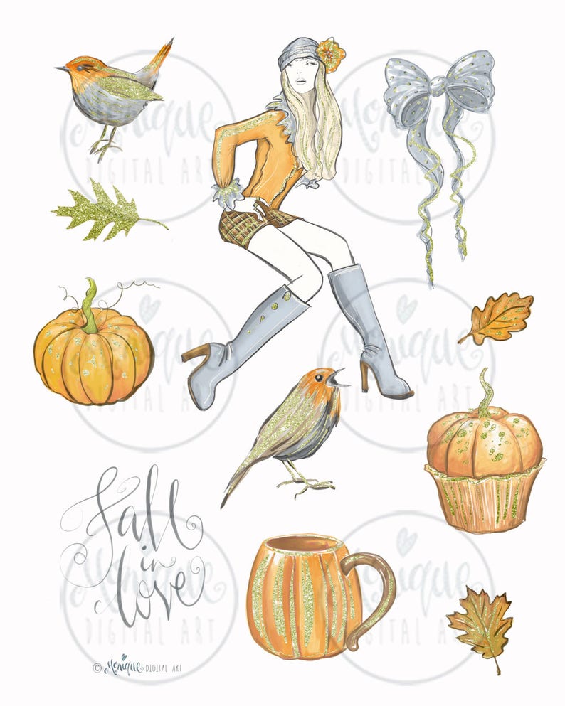 Fall Glitter Clipartfashion Fallautumn Clipartplanner - Etsy