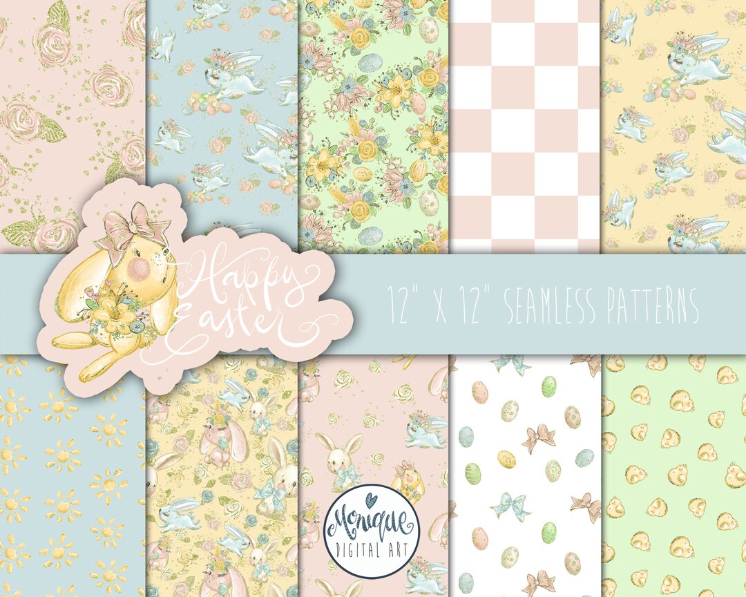 Bunny Digital Paper, Easter Bunnies Paper, Bunny Fabric, Surface ...