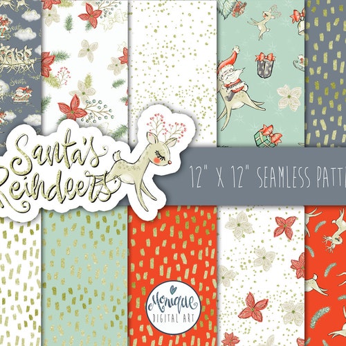 Christmas Paper Pack Cute Christmas Tree Digital Pattern | Etsy