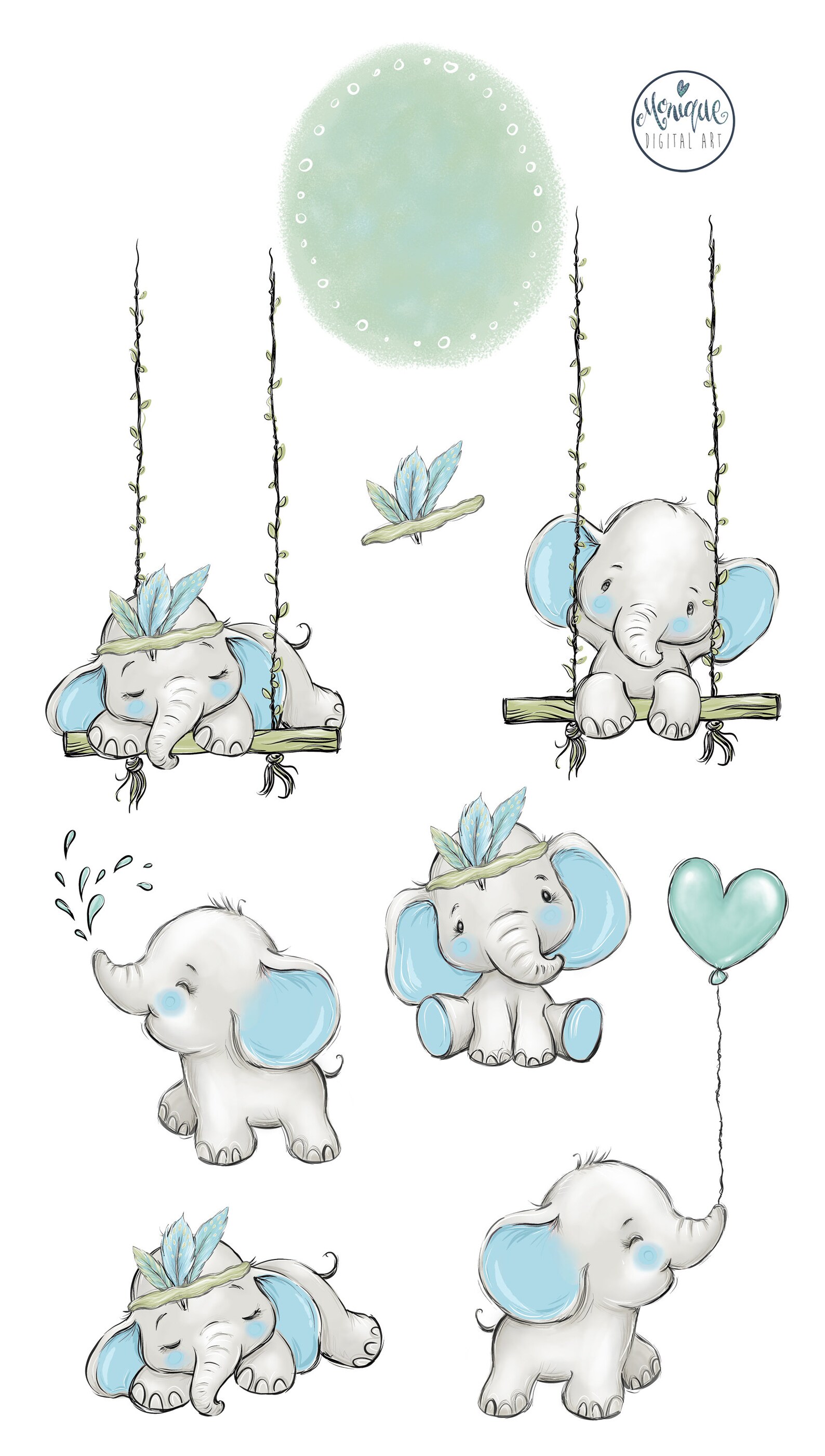 Elephant, Baby Elephant Clipart, Baby Boy Art, Cute Elephant, Boho ...