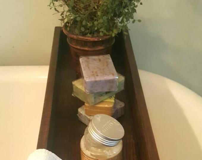 Bath Tub Caddy, Rustic Wood Bathtub Tray, Wooden Bath Shelf, Clawfoot ...