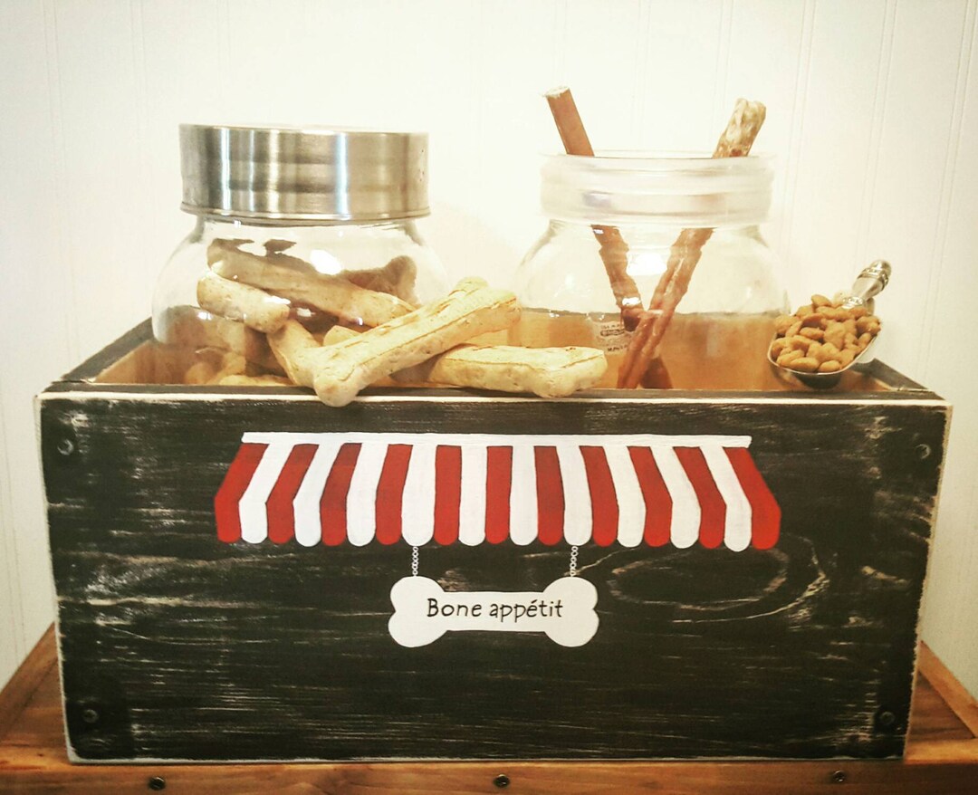 Dog Food Container Box, Pet Food Storage, Doggie Bones, Wood Box for ...