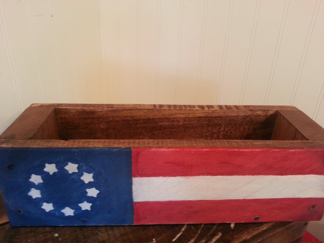 Americana Rustic Home Decor Wooden Box American Flag 4th of - Etsy