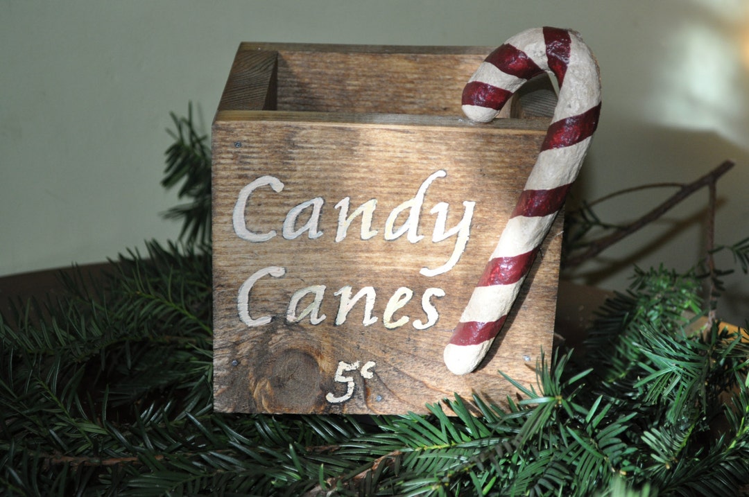 Candy Cane Wooden Box Sweet Box, Handpainted Garnished With a Paper ...
