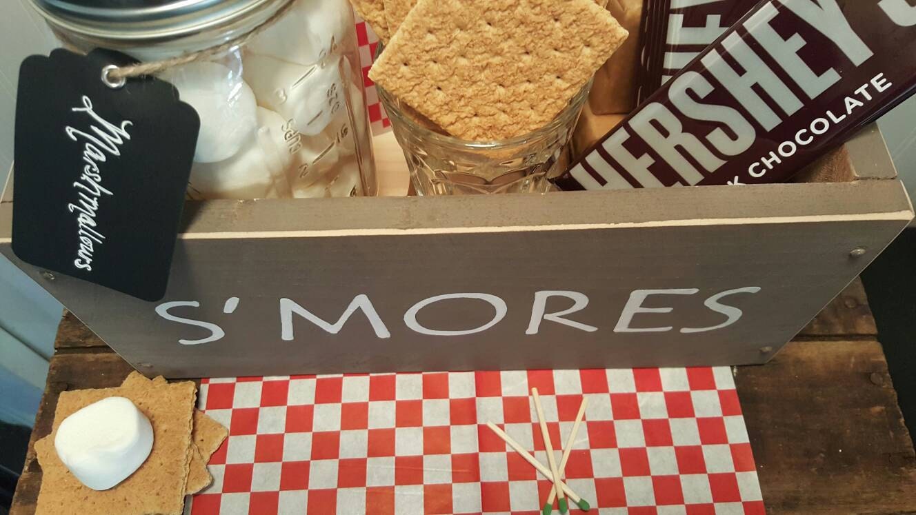 S'mores Bar Station Smore Box Smores Rustic Wooden Box | Etsy