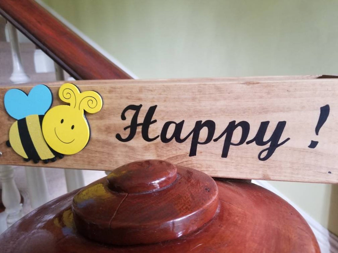 Wooden Box Bumble Bee Box Handpainted With Bee Happy on - Etsy