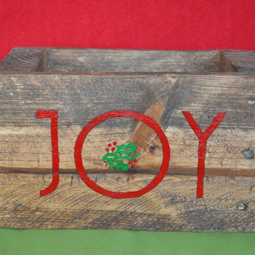 JOY Wooden Christmas Box Handpainted and Crafted With - Etsy
