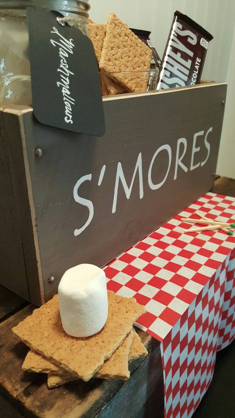 S'mores Bar Station Smore Box Smores Rustic Wooden Box | Etsy