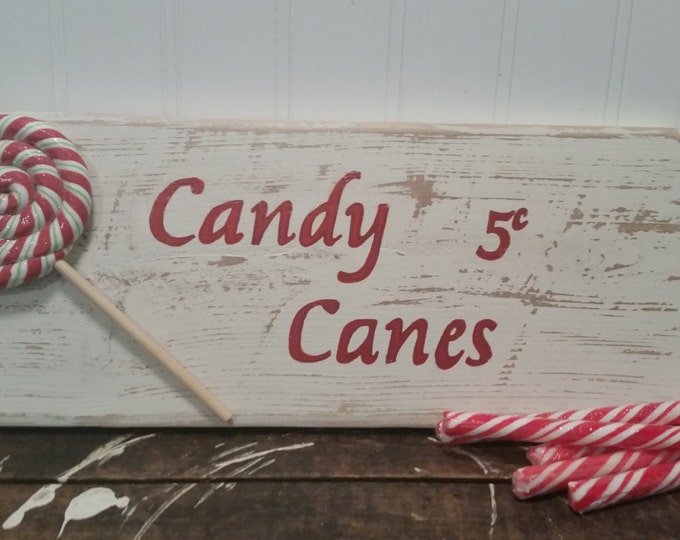 Christmas Sign, Handpainted Candy Cane Sign Crafted With Reclaimed Wood ...