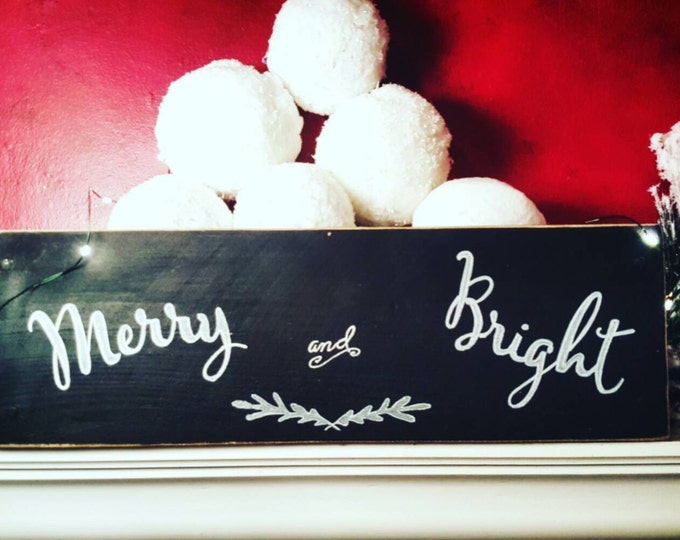 Merry and Bright Christmas Box, Holiday Home Decor, Black Box Handmade ...