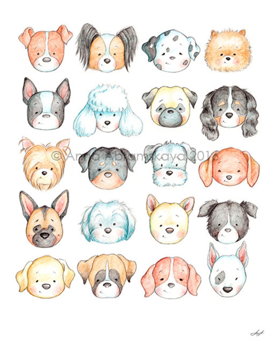 Instant Download - Puppies Heads Poster and Seamless Pattern ...